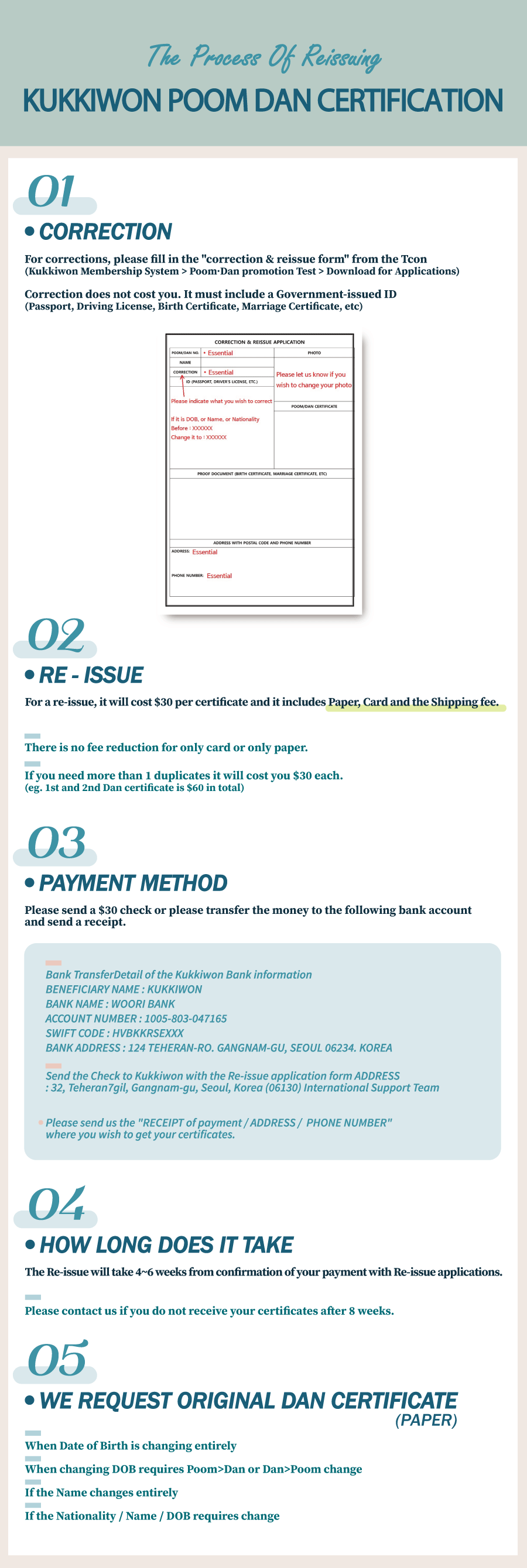 Tcon | Kukkiwon Membership System>Poom·Dan Promotion Test> Reissuing ...